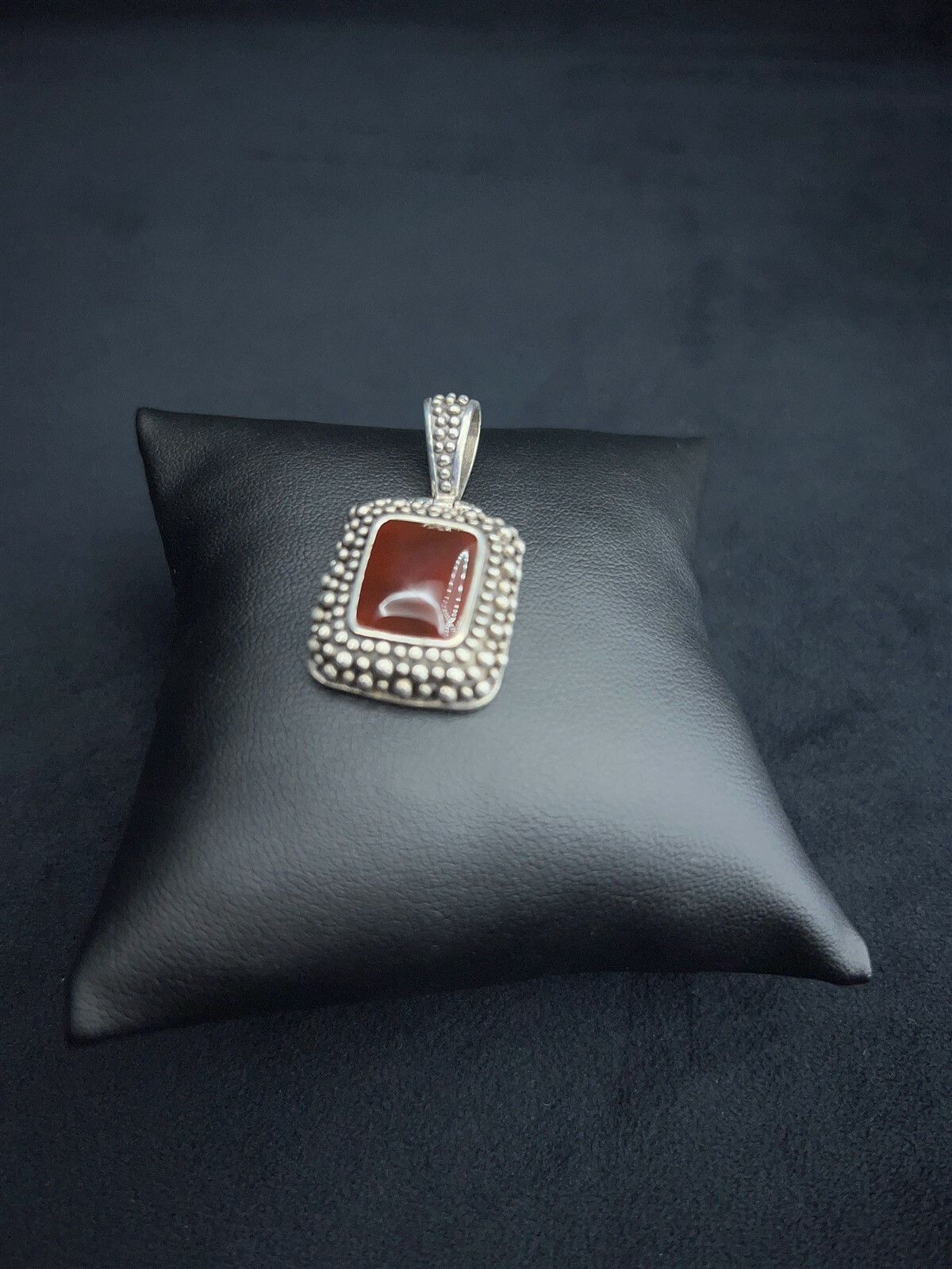 Modernist Thai Beaded Overlay Red Jasper Square Chunky Sterling Silver ...