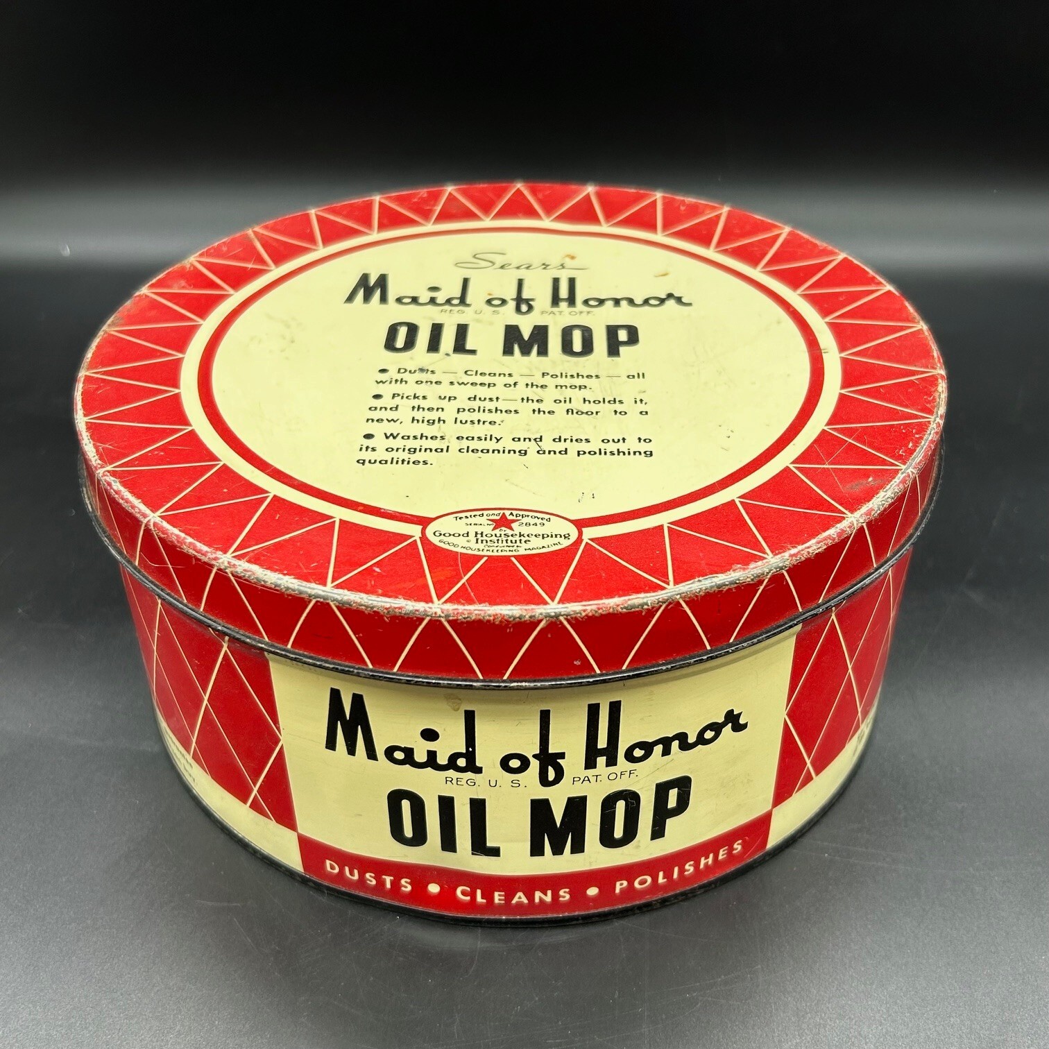 Vintage Maid of Honor Oil Mop Tin Red & Yellow Sear Roebuck | eBay