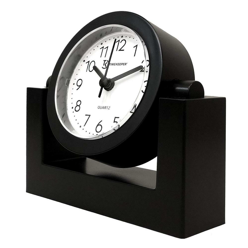 Timekeeper Desktop Swivel Clock for Desk | Shelf | Tabletop, Black ...