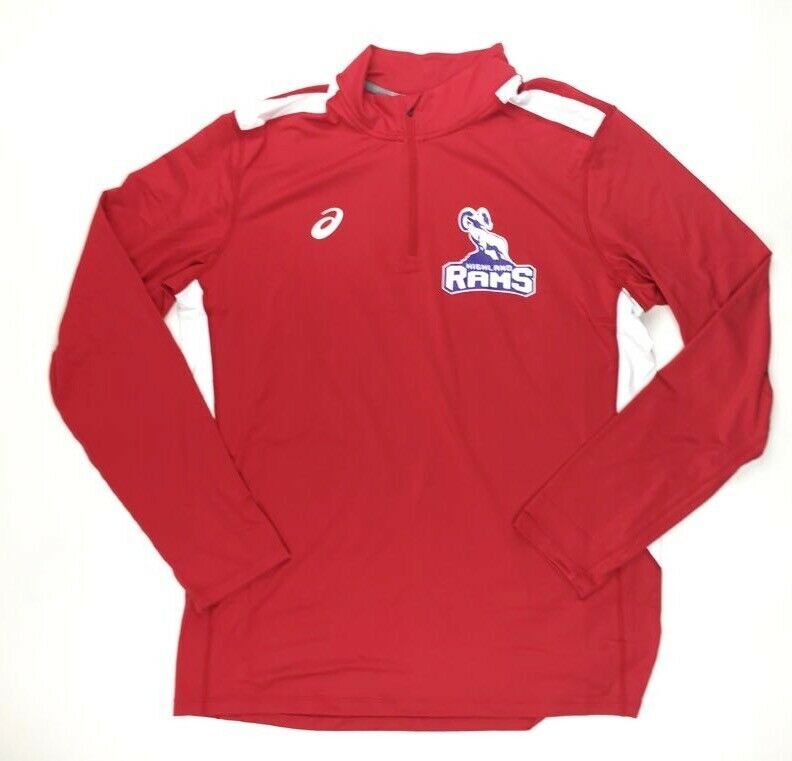 Asics Highland Rams 1/4 Zip Training Performance Top Men's Large Red ...