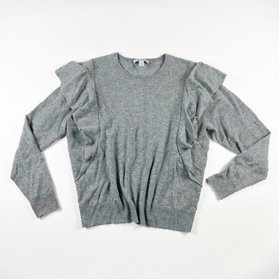 Autumn Cashmere Ultra Soft Knit Crew Neck Blanket Stitch Ruffle ...