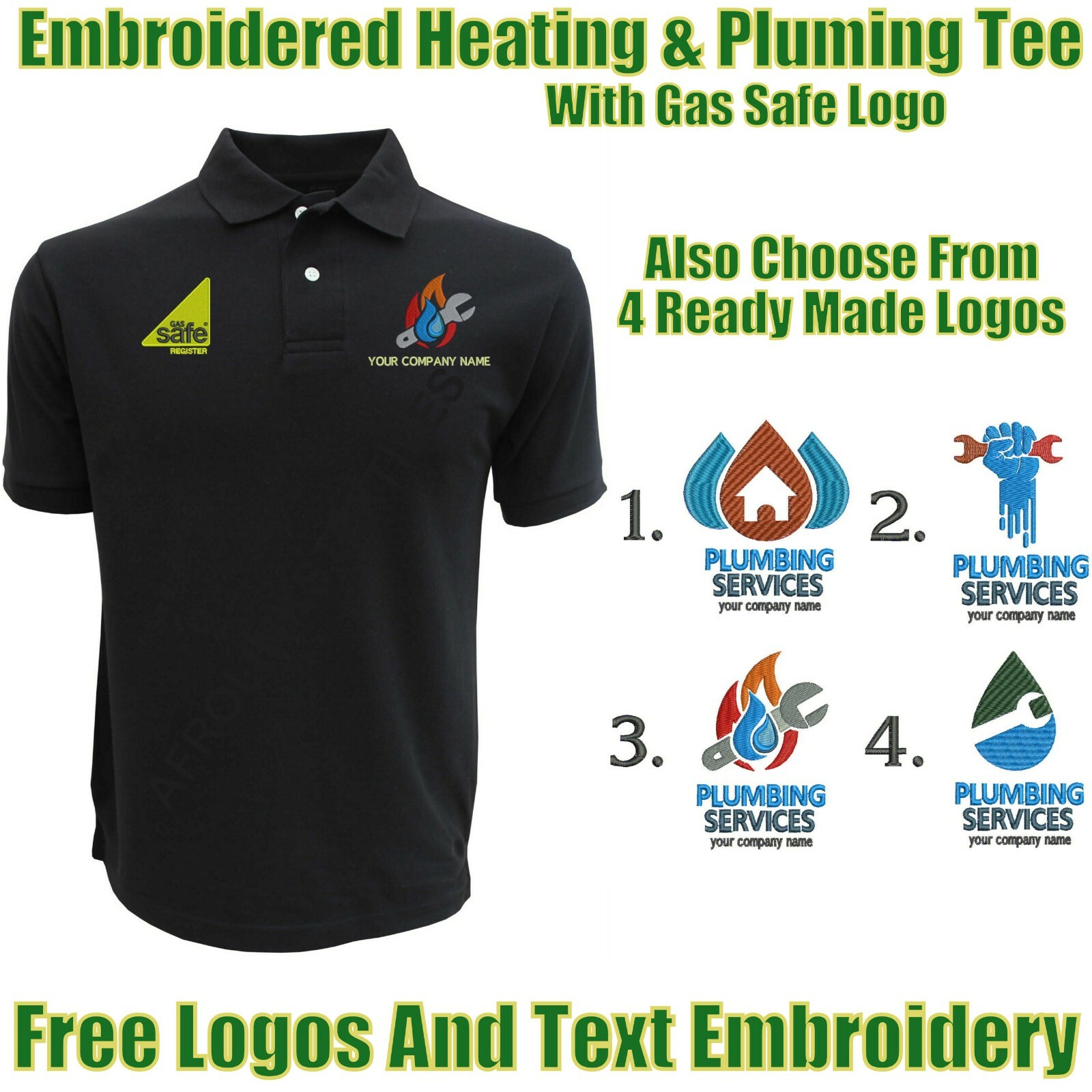 Personalised Embroidered Gas Safe Register Polo Shirts Workwear 4 Gas ...