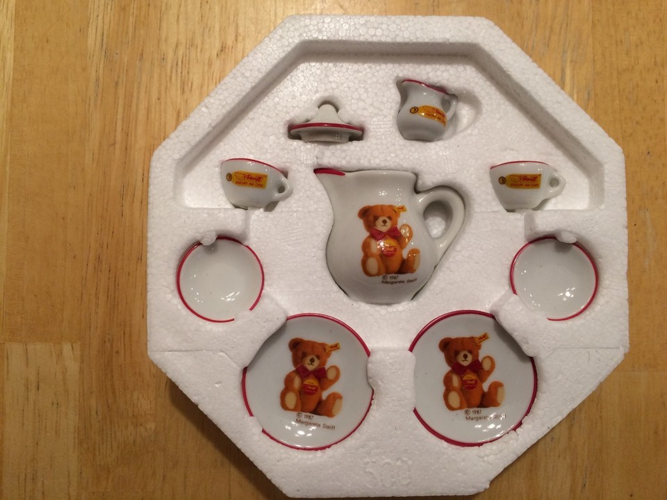 Steiff Mini Porcelain TeddyBear 8 pc Tea Set Limited Edition Germany ...