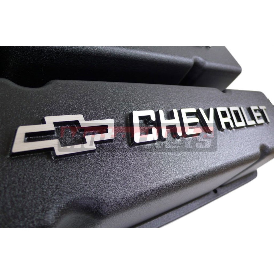 Small BlockChevy SBC Black Cast Aluminum Valve Cover Bowtie Chevrolet ...