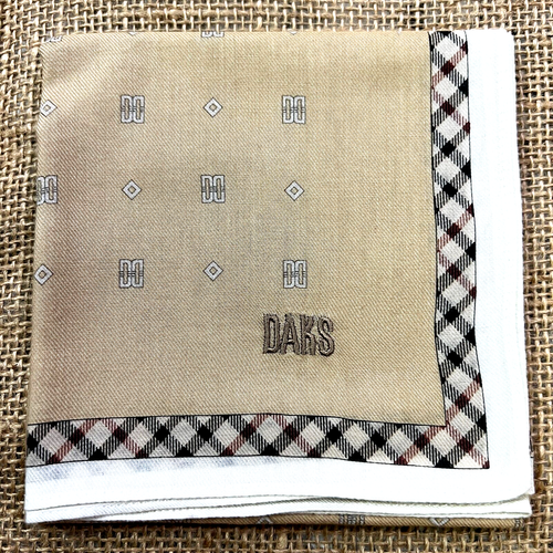 MEN BEIGE HANDKERCHIEF ART GEOMETRICS MONOGRAM COTTON CLASSIC POCKET ...