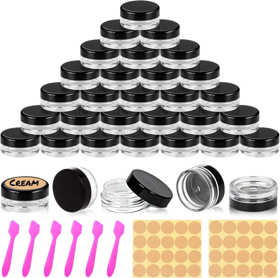 3 Gram Sample Containers with Lids 30 Count Tiny Sample Jars 3ML Makeup ...