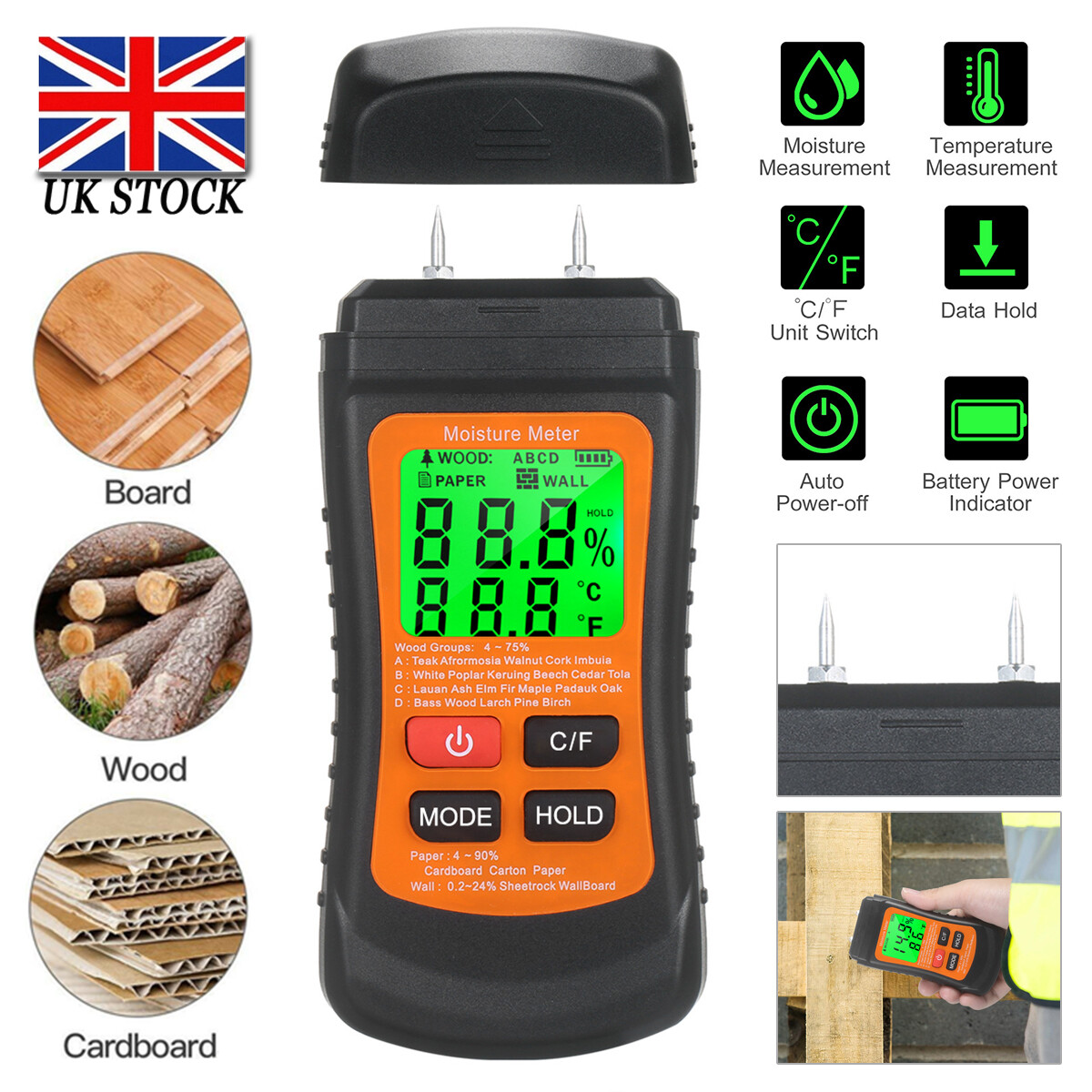 Digital Wood Moisture Detector Damp Meter Brick Screed Wallpaper ...