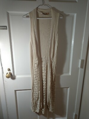 Belldini L Sleeveless Cream Colored Long Knit Sweater Vest | eBay