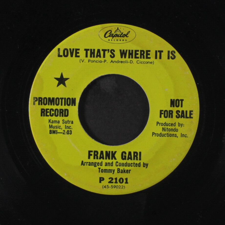 FRANK GARI: love that's where it's at CAPITOL 7" Single 45 RPM | eBay