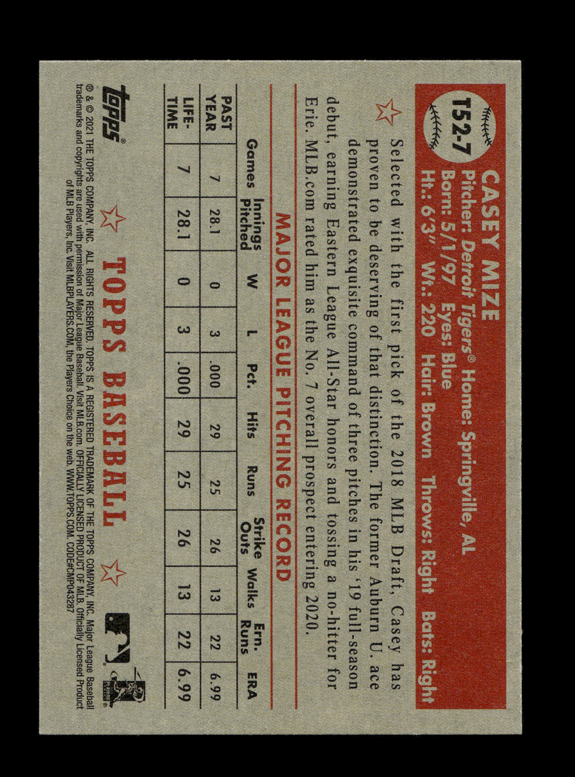 2021+Topps+-+Chrome+1952+Topps+Redux+%23TC52-7+Casey+Mize+%28RC%29 for ...