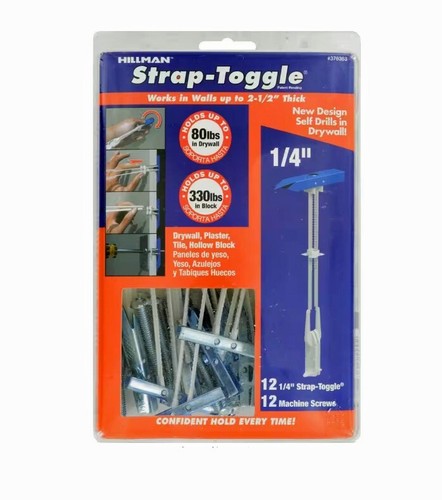 Hillman Strap Toggle - dry wall Fastener 1/4" 12 Pack | eBay