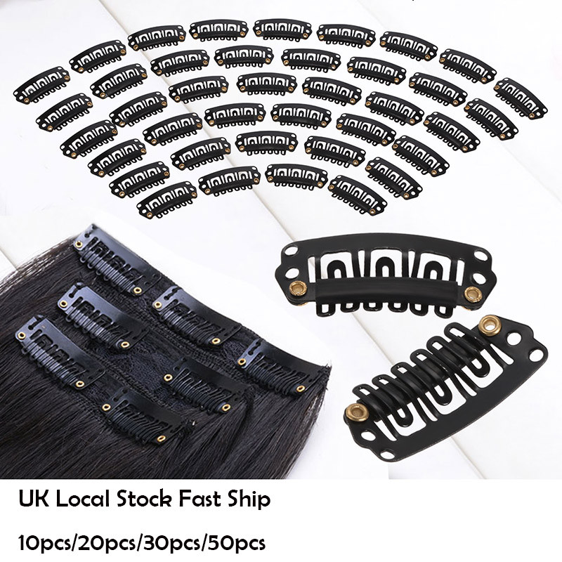 10-20-30-50 Pcs BEST Snap Clips for Hair Extensions Black Brown Blonde ...