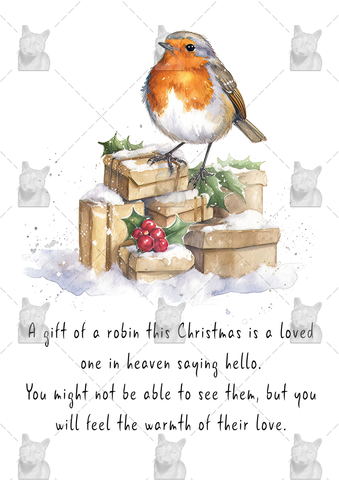 Robin remembrance christmas card, in memory of, thinking of you xmas ...