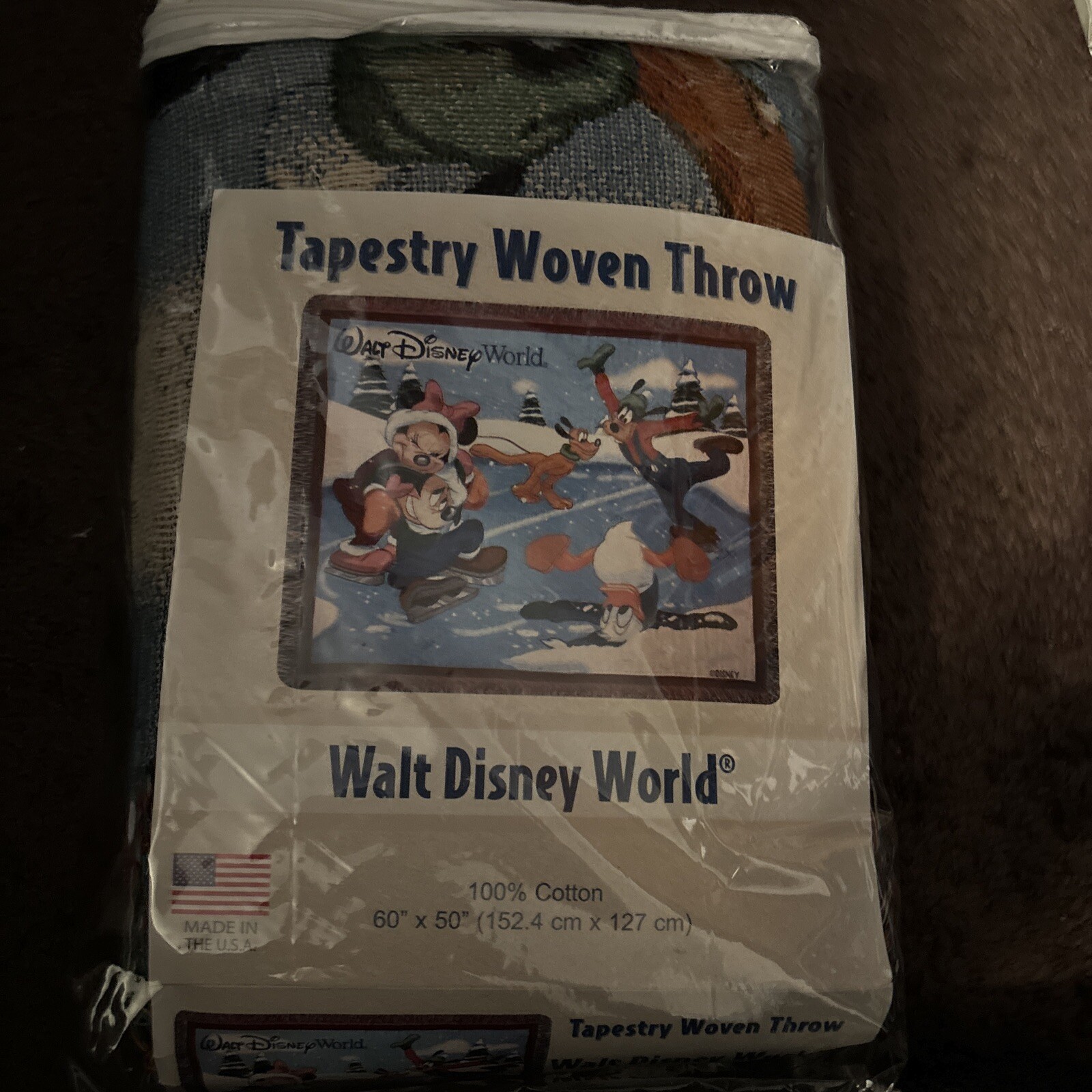 Walt Disney World WDW Blanket Tapestry Woven Throw 60x50 Ice Skating ...