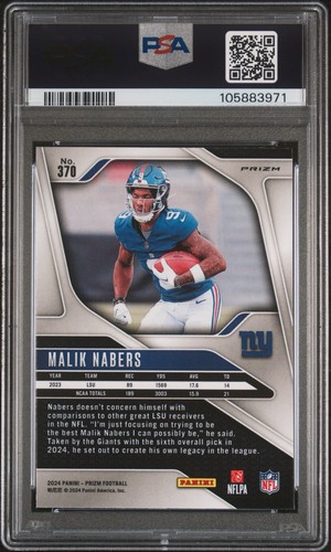 2024 Panini Prizm Malik Nabors Pink Prizm Rookie RC #370 New York ...