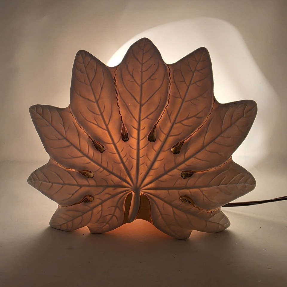 Mid Century TV Leaf Lamp 1960’s Light Green & Gold with Iridescent ...