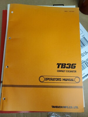 Takeuchi TB36 Mini Excavator Operators Manual PACKET | eBay