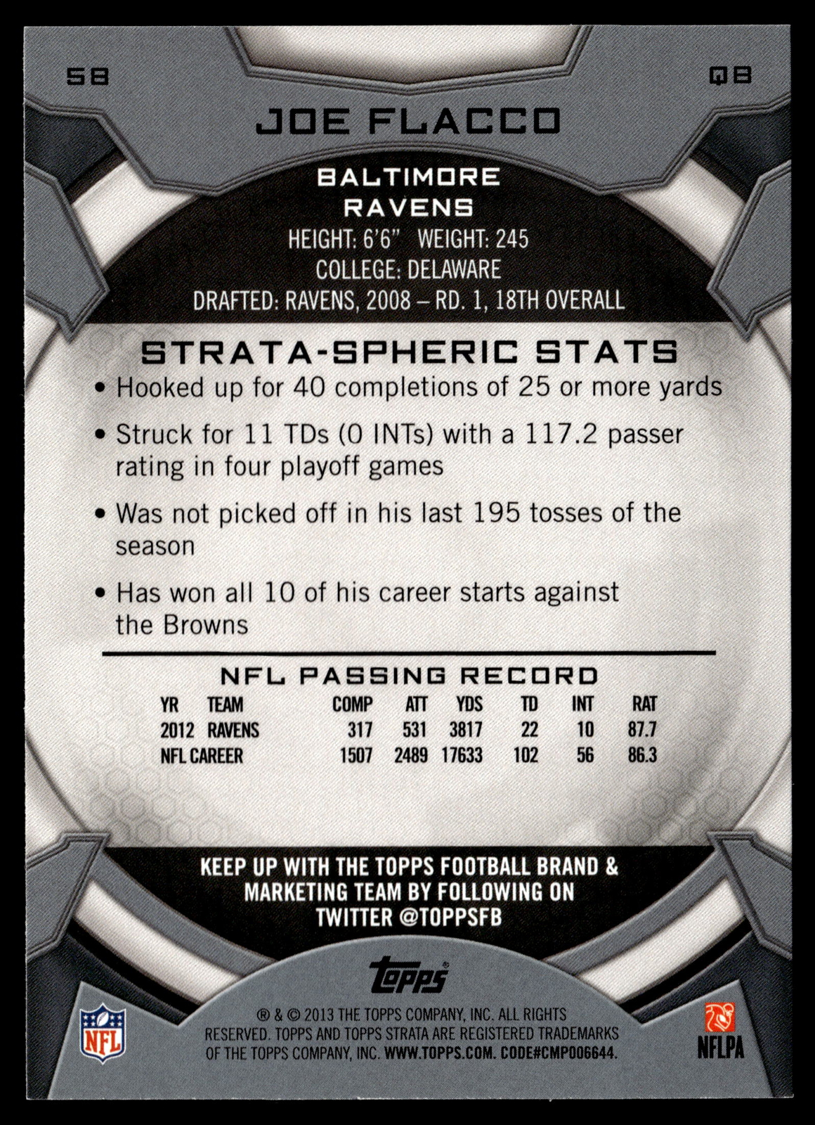 2013 Topps Strata - Joe Flacco #58 Retail for sale online | eBay