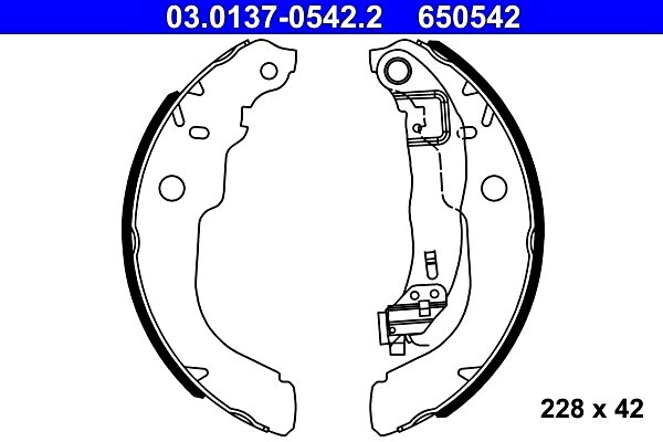 ATE Brake Shoe Set For CITROEN C3 III Van PEUGEOT 208 Box 301 12-17 ...