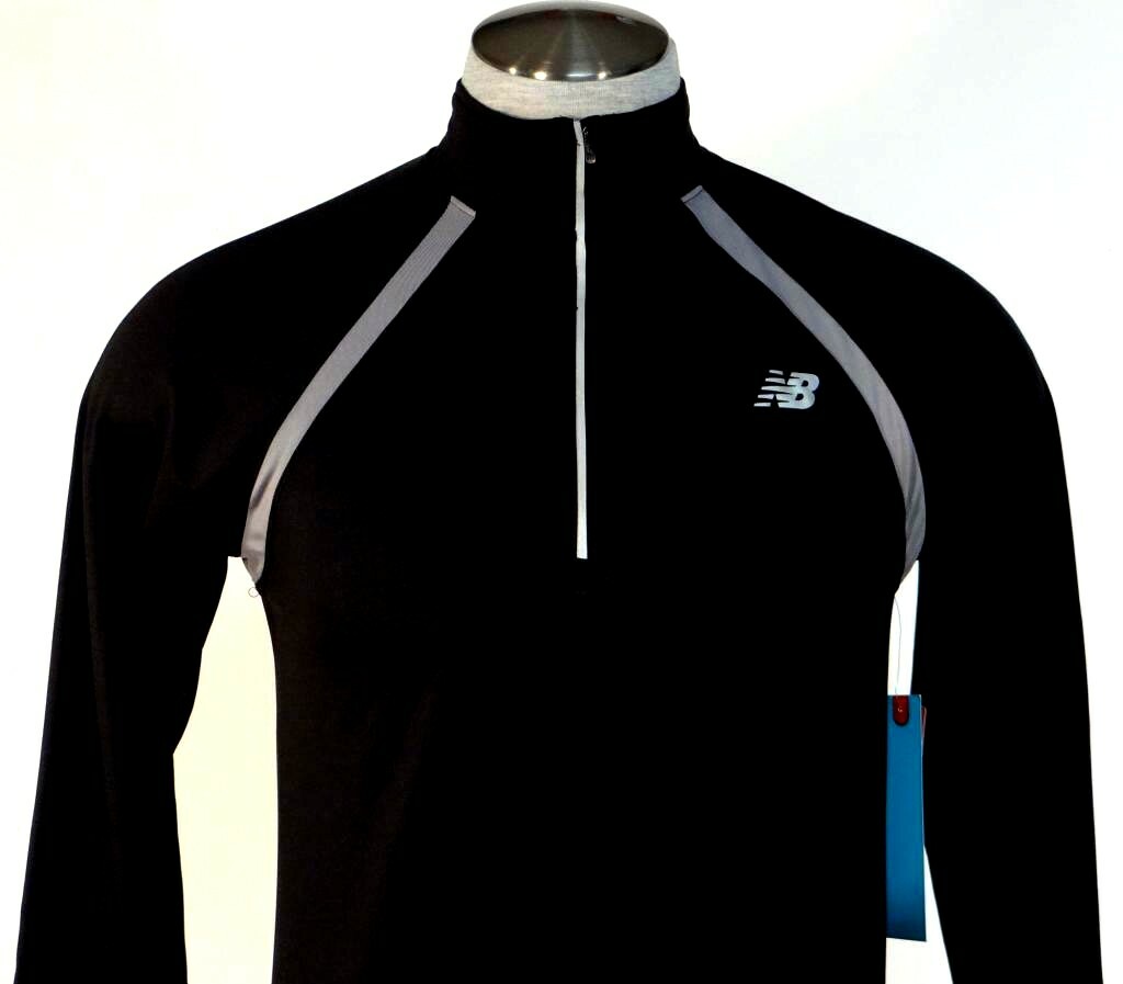 New Balance NB Dry NB Heat Black 1/2 Zip Long Sleeve Running Shirt Men ...