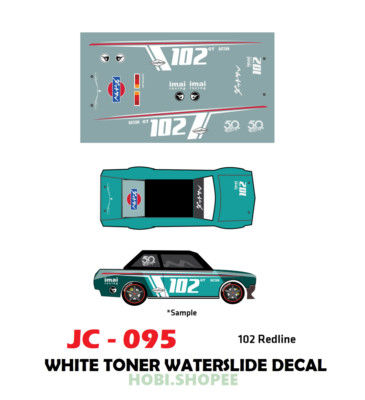 JC-9095 White Toner Waterslide Decals 102 REDLINE For Custom 1:64 Hot ...