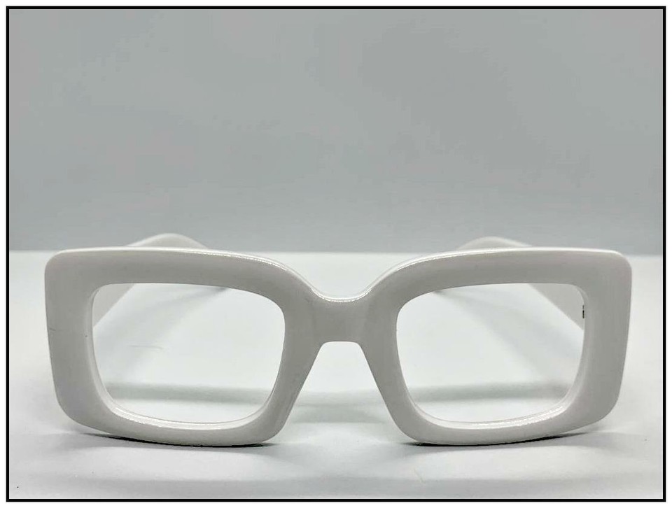 Classic RETRO Style Thick Square White Lensless Eye Glasses Frame Only ...
