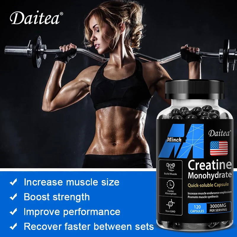 Creatine Monohydrate Capsules 3000mg, 30/60/120 Capsules, Muscle ...