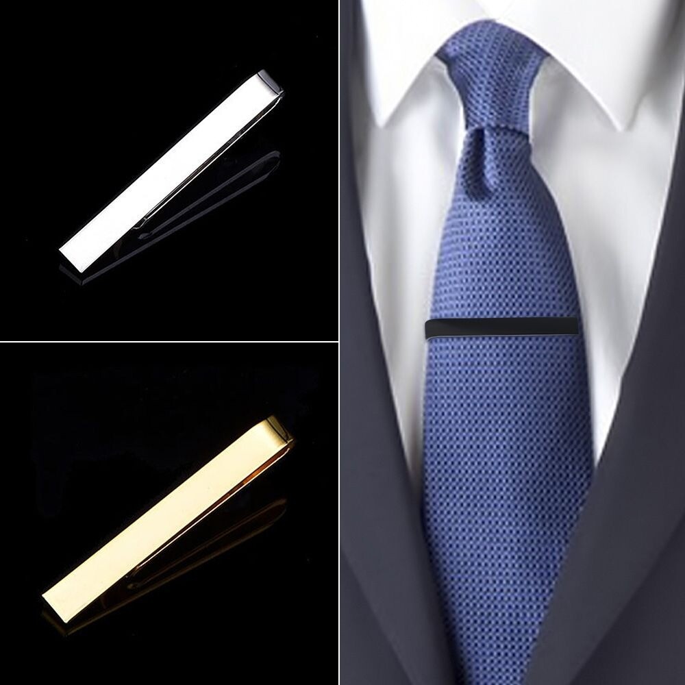 3Pcs Simple Gold Tie Clip Silver Gold Black Tie Clips for Men Unique ...