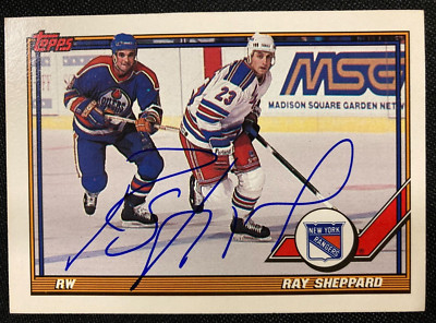 '91-92 TOPPS HOCKEY CARD RAY SHEPPARD #289 HAND SIGNED W/COA NRMT RANGE ...