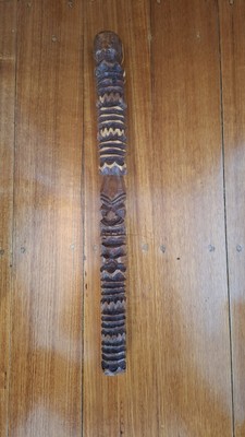 Carved Maori Tiki Ceremonial Wooden Stick Pacific Hawaiian Oceanic ...