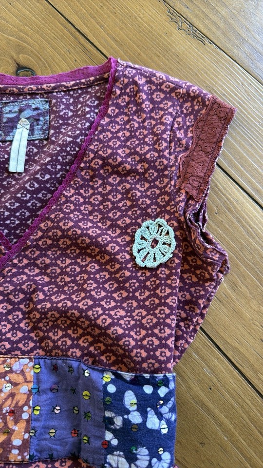 Free People Vintage Y2K Bohemian Wrap Style Top With Sequins Size Small ...