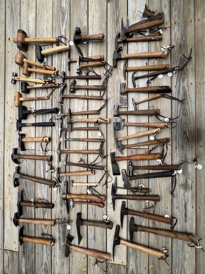 Massive Antique Hammer Collection, 50 Pieces, Rare Tools, Blacksmith ...
