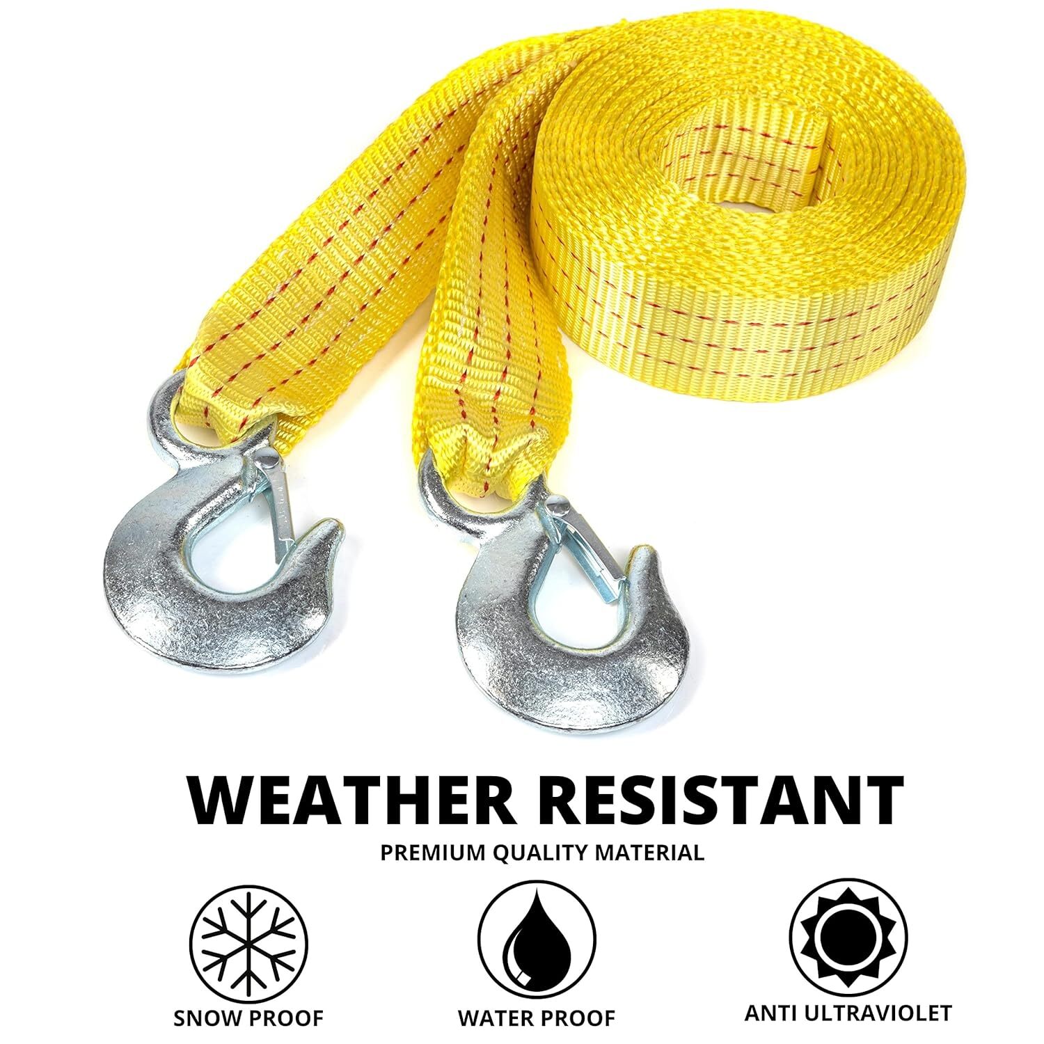 2Pcs 5 Tons Car Tow Cable Towing Strap Rope with Hooks Emergency Heavy ...