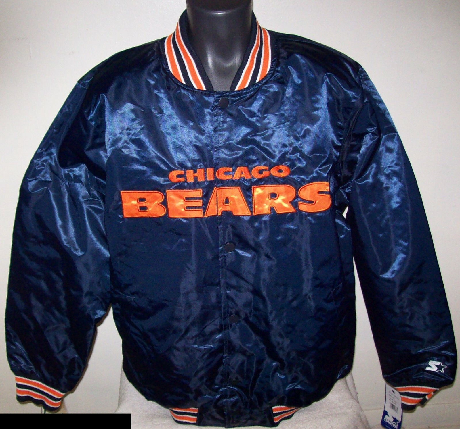 CHICAGO BEARS Throw Back STARTER Jacket BLUE S M L XL 2X 1946 BEARS ...