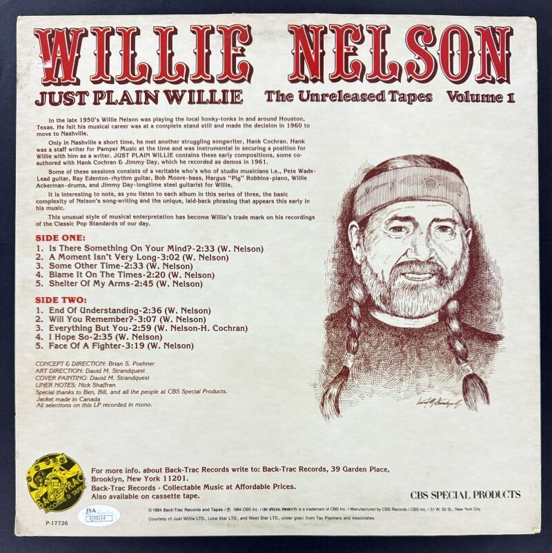 Willie Nelson Signed Autograph Album Vinyl Record LP - Just Plain ...