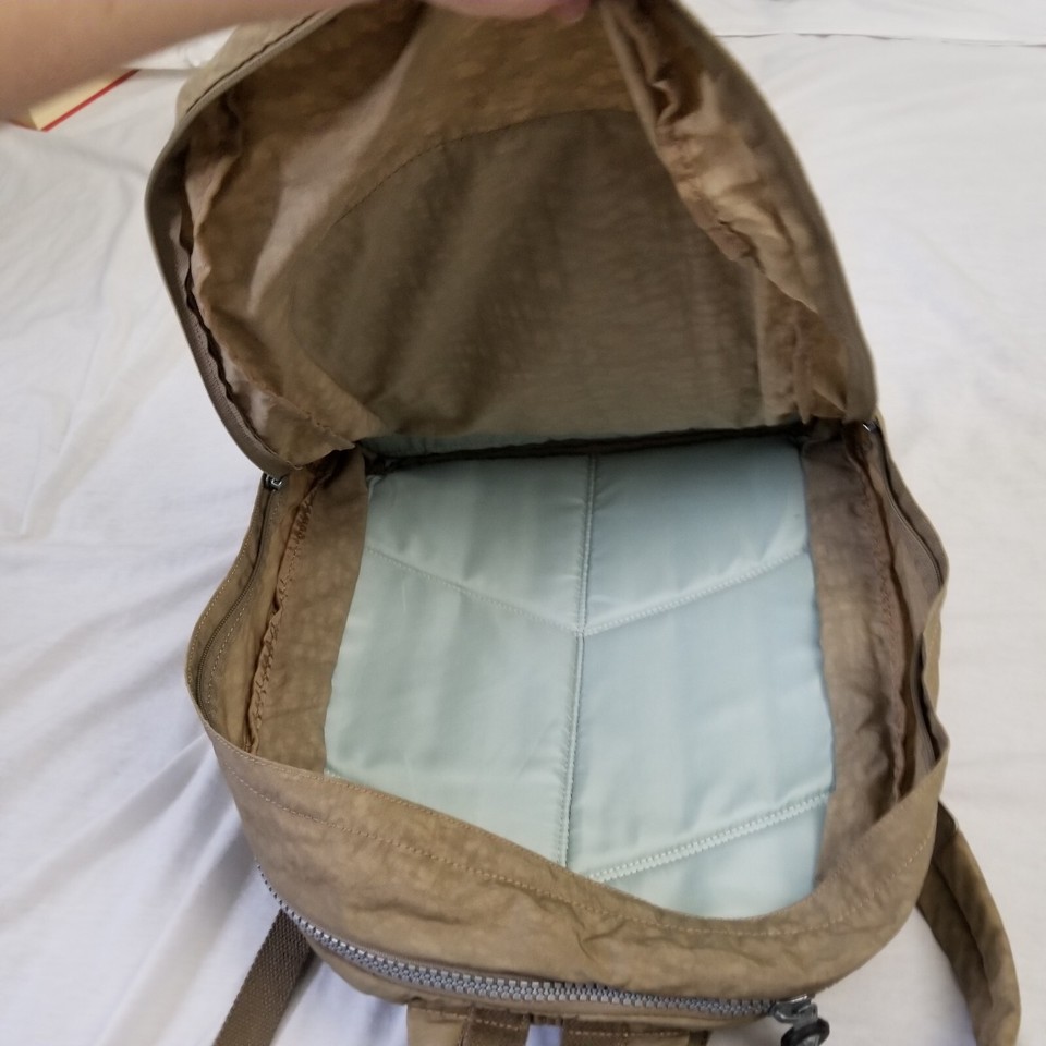 Kipling Hal Expandable Backpack Large Beige Tan Hiking Outdoor School ...