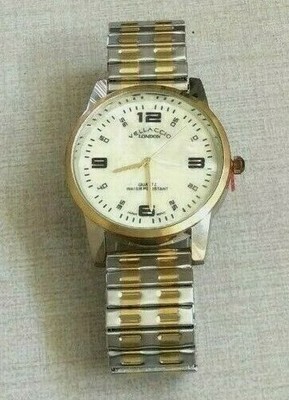 Vellaccio Men's Watch Round Pearl Dial on Two Tone Stretch Band Quality ...