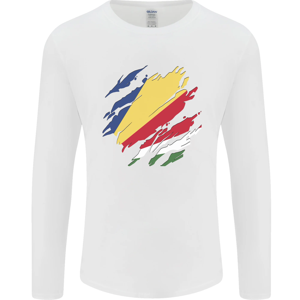 Torn Seychelles Flag Seychellois Day Football Mens Long Sleeve T-Shirt ...