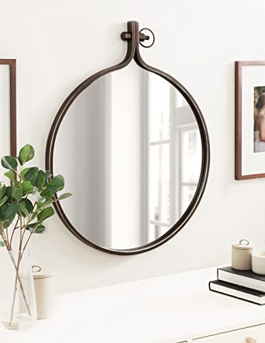 Yitro Round Industrial Rustic Metal Framed Wall Mirror, 23.5x28.5 ...