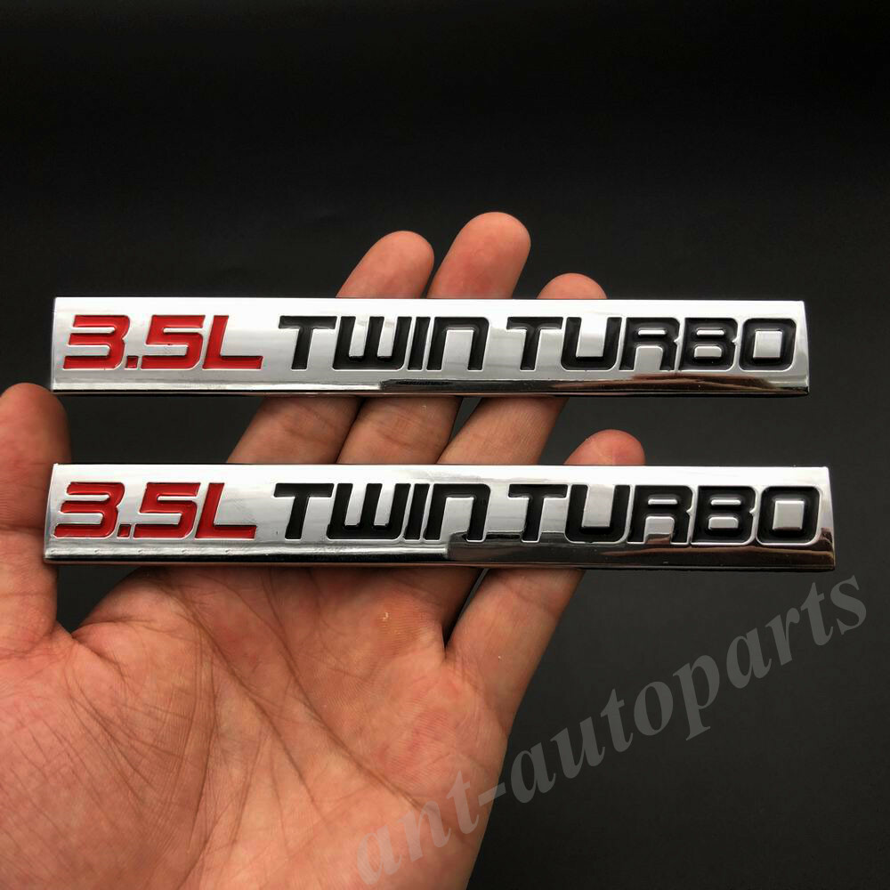 2pcs Metal Chrome 3.5L Twin Turbo Engine Car Trunk Emblem Badge Decals ...