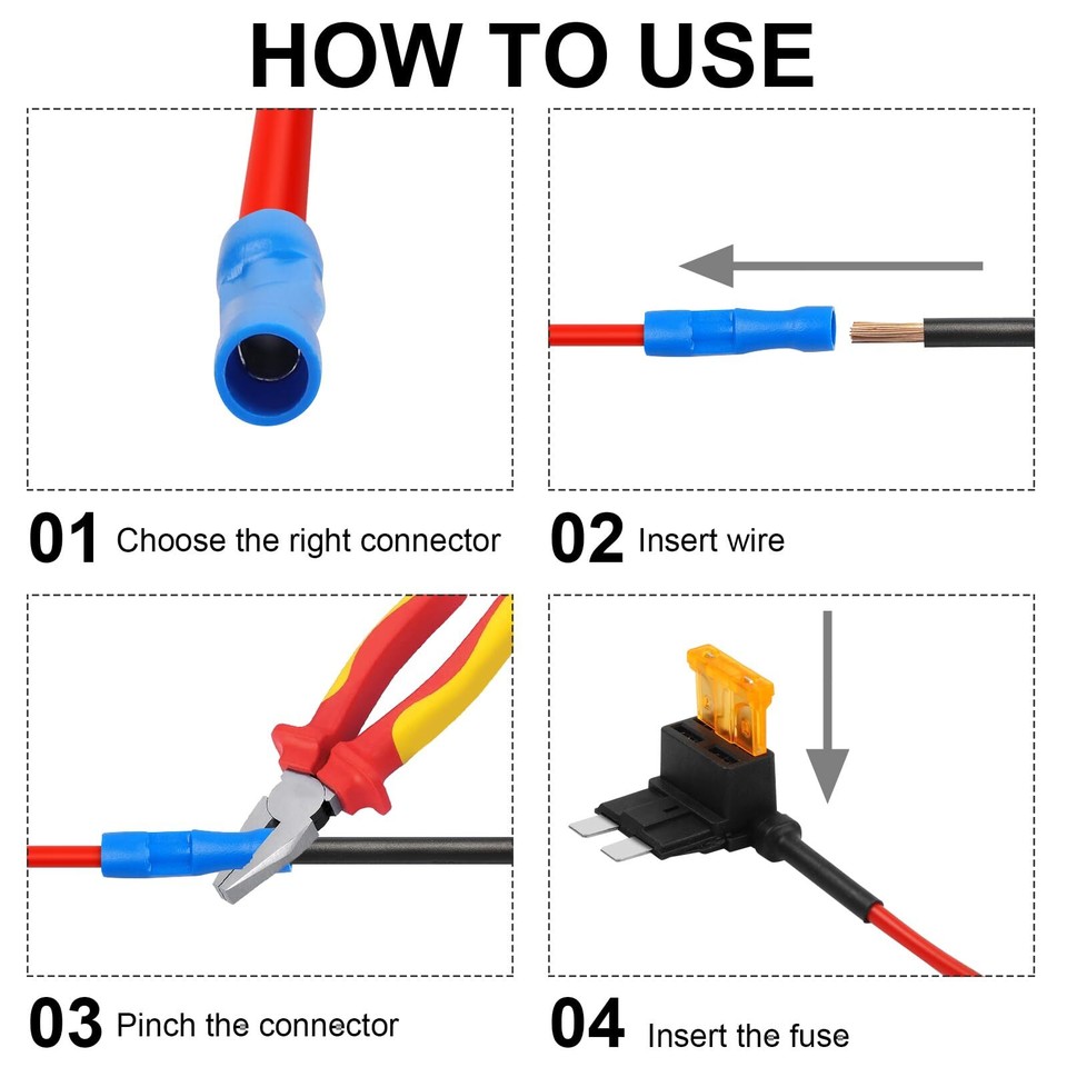 16 Pack 4 Types Fuse Tap, Upgraded 12V Car Add a Circuit Tap Kit ...