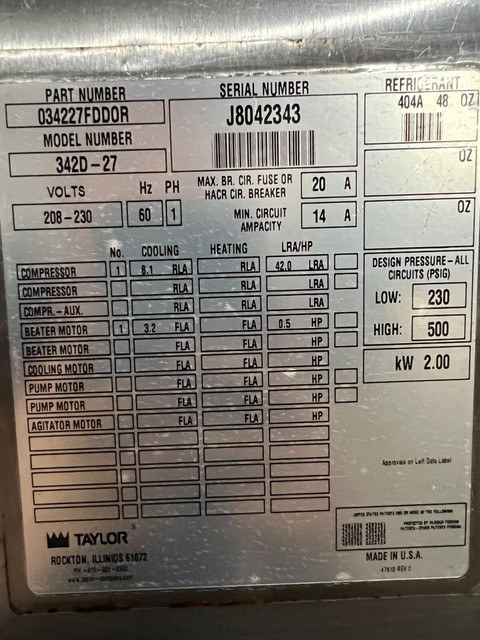 2006 Taylor 342 Margarita Daiquiri Slushie Frozen Drink Machine 1ph Air ...