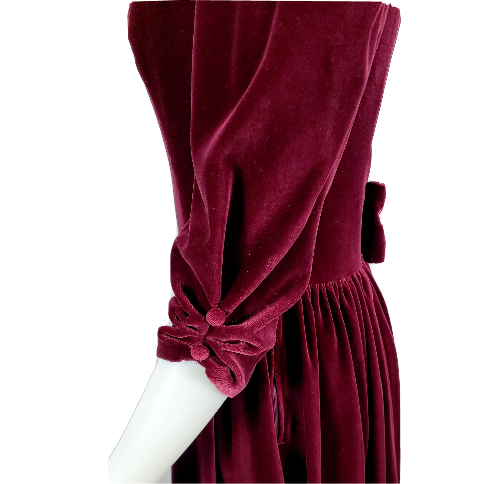 Vintage Laura Ashley Maroon Velvet Victorian Sweethea… - Gem