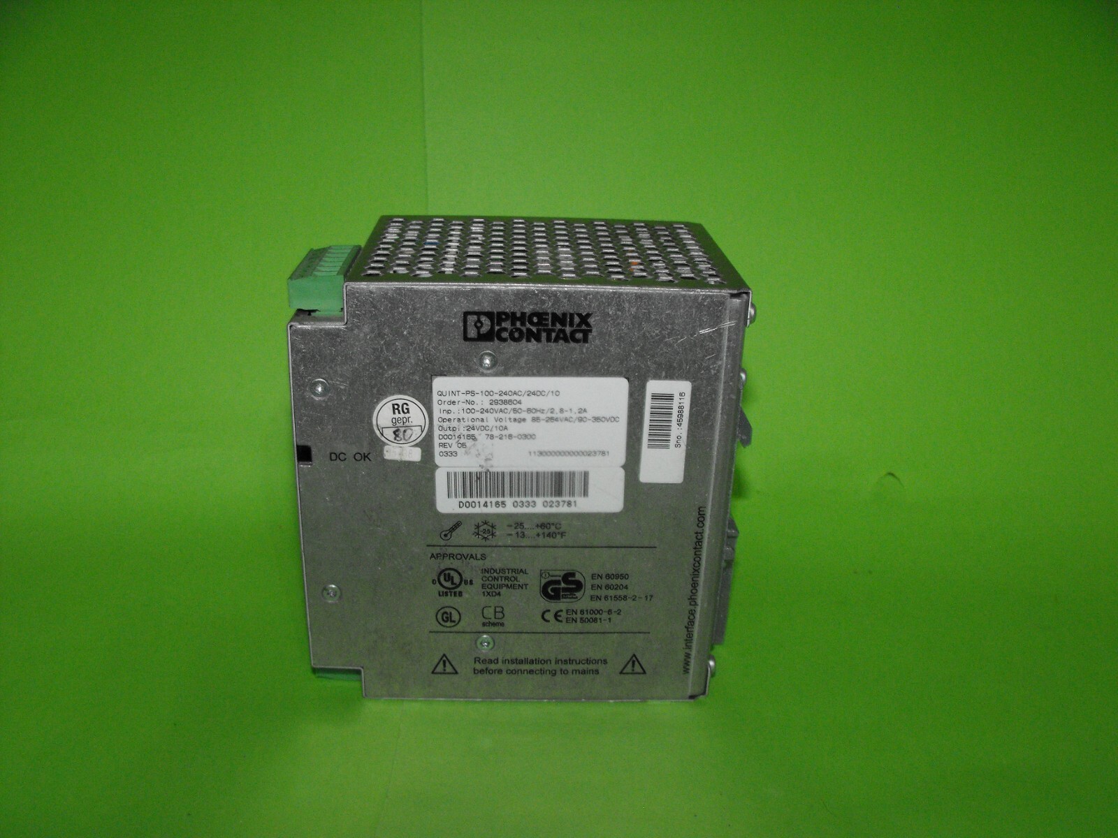 PHOENIX CONTACT QUINT-PS-100-240AC/24DC/10.Power Supply.2938604.USED | eBay