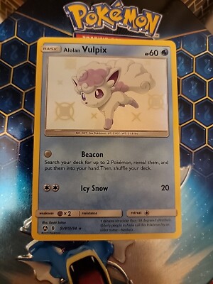 Pokémon TCG Alolan Vulpix Hidden Fates SV8/SV94 Holo Baby Shiny Holo ...