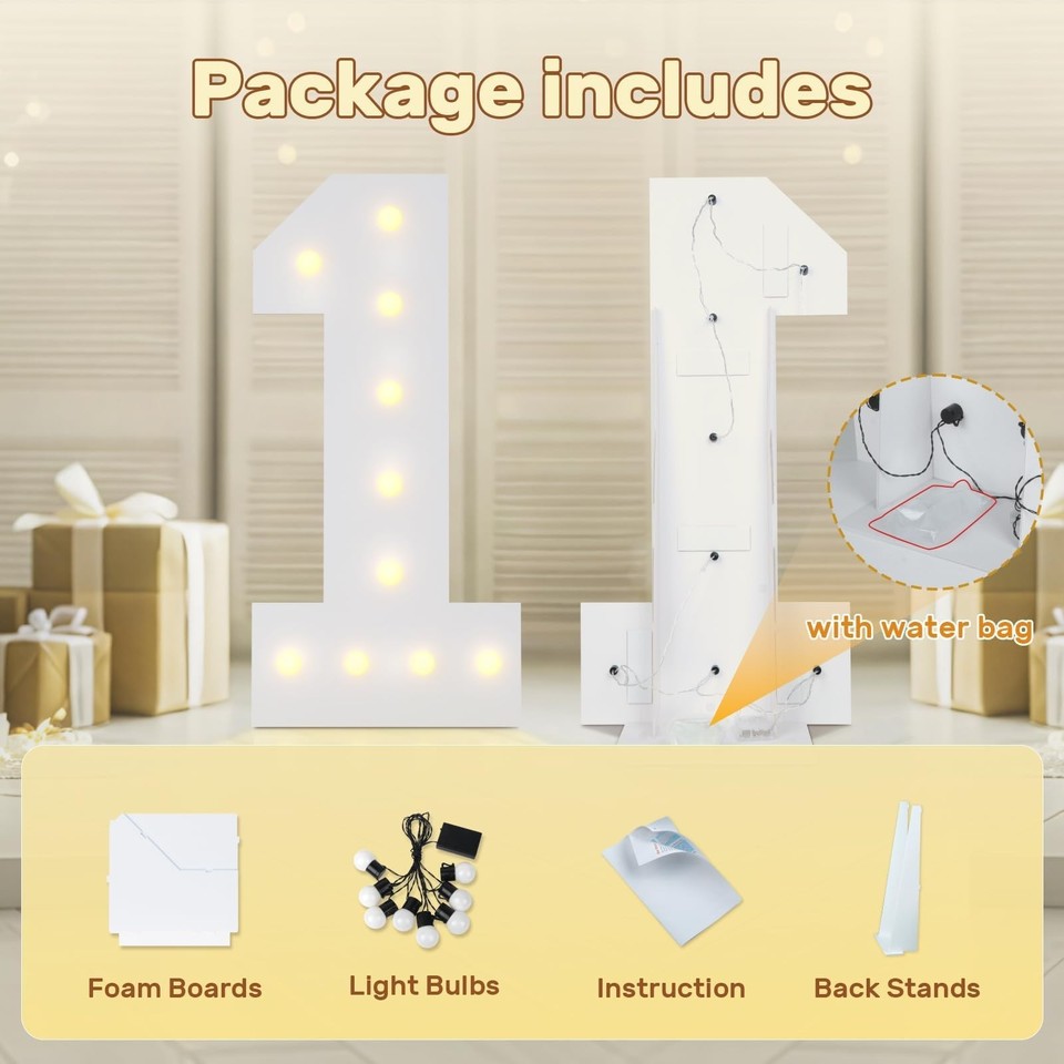 Bugame 4FT 90 Marquee Numbers, Big 90 Light Up Numbers for 90th ...