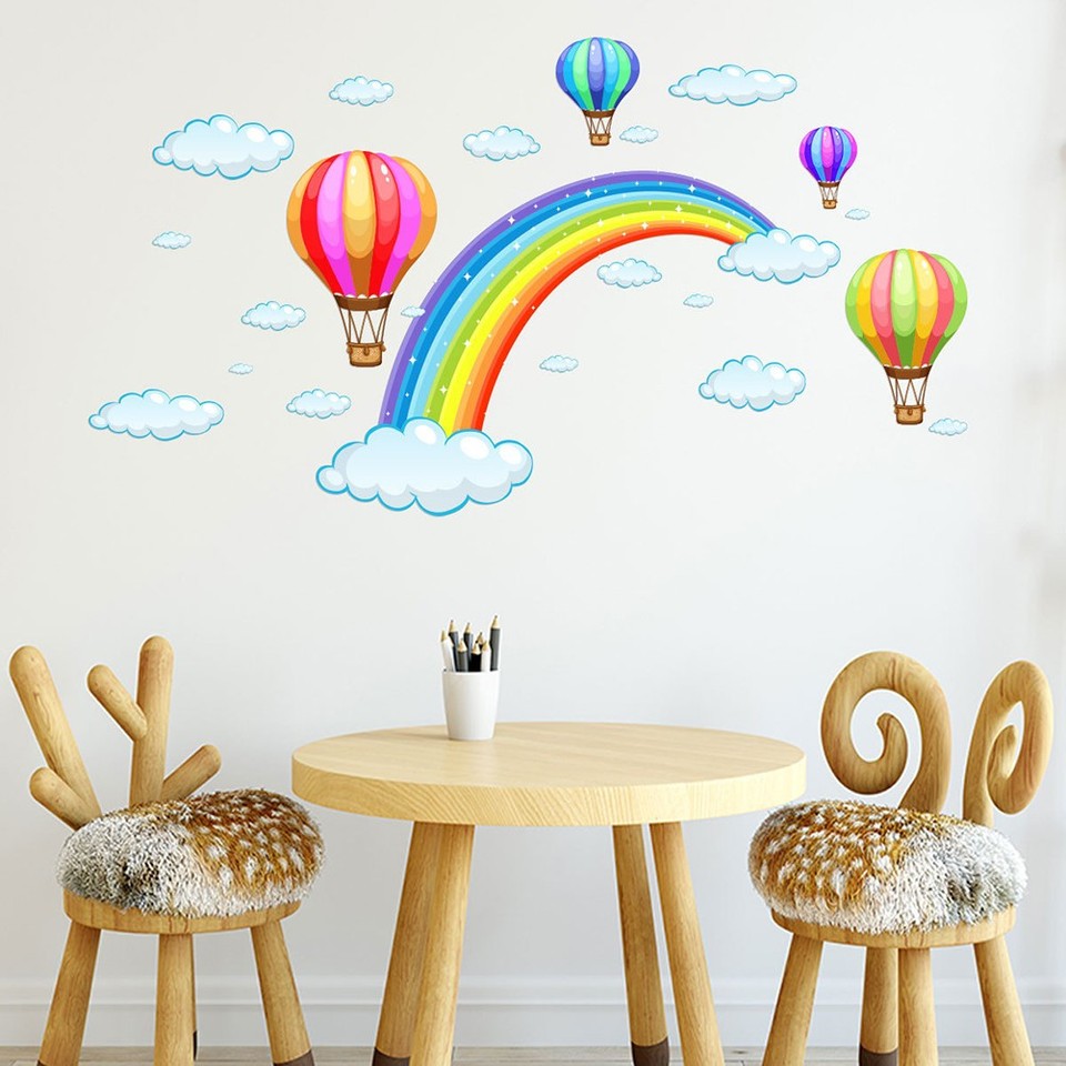 Creative Rainbow Cloud Wall Sticker PVC Removable Window Decals for ...
