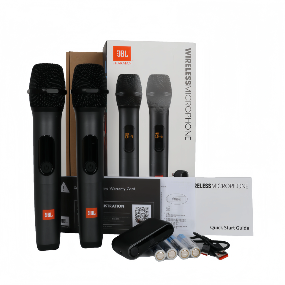 JBL WIRELESS MIC 2Pcs Set Wireless Dynamic Microphones with Receiver ...