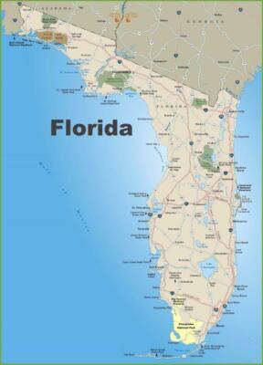 FLORIDA ROAD MAP GLOSSY POSTER PICTURE PHOTO state miami gators orlando ...