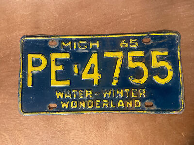 1965 Michigan License Plate # PE-4755 | eBay